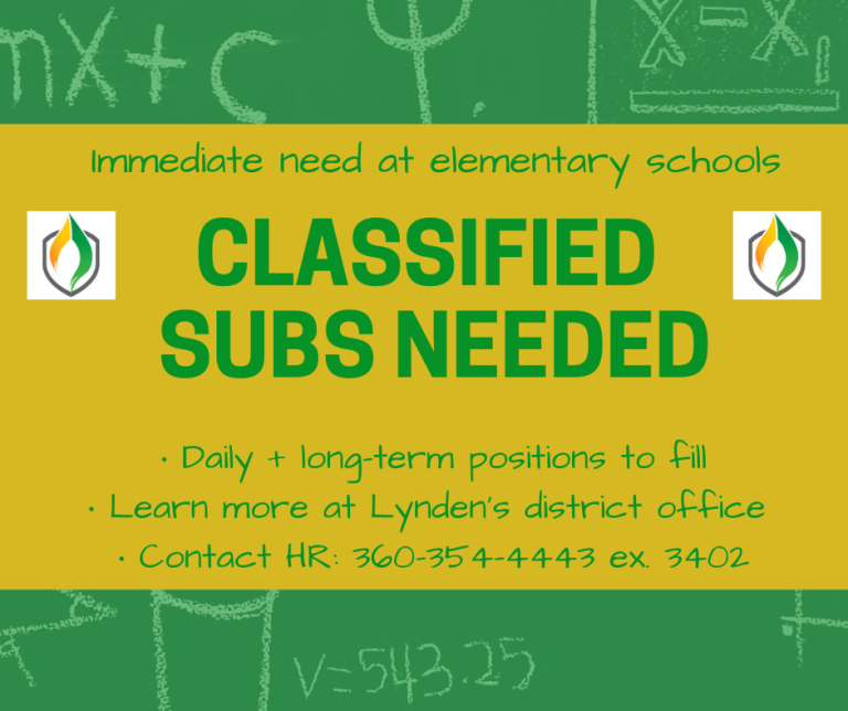Elementary Classified Subs Needed – Lynden School District